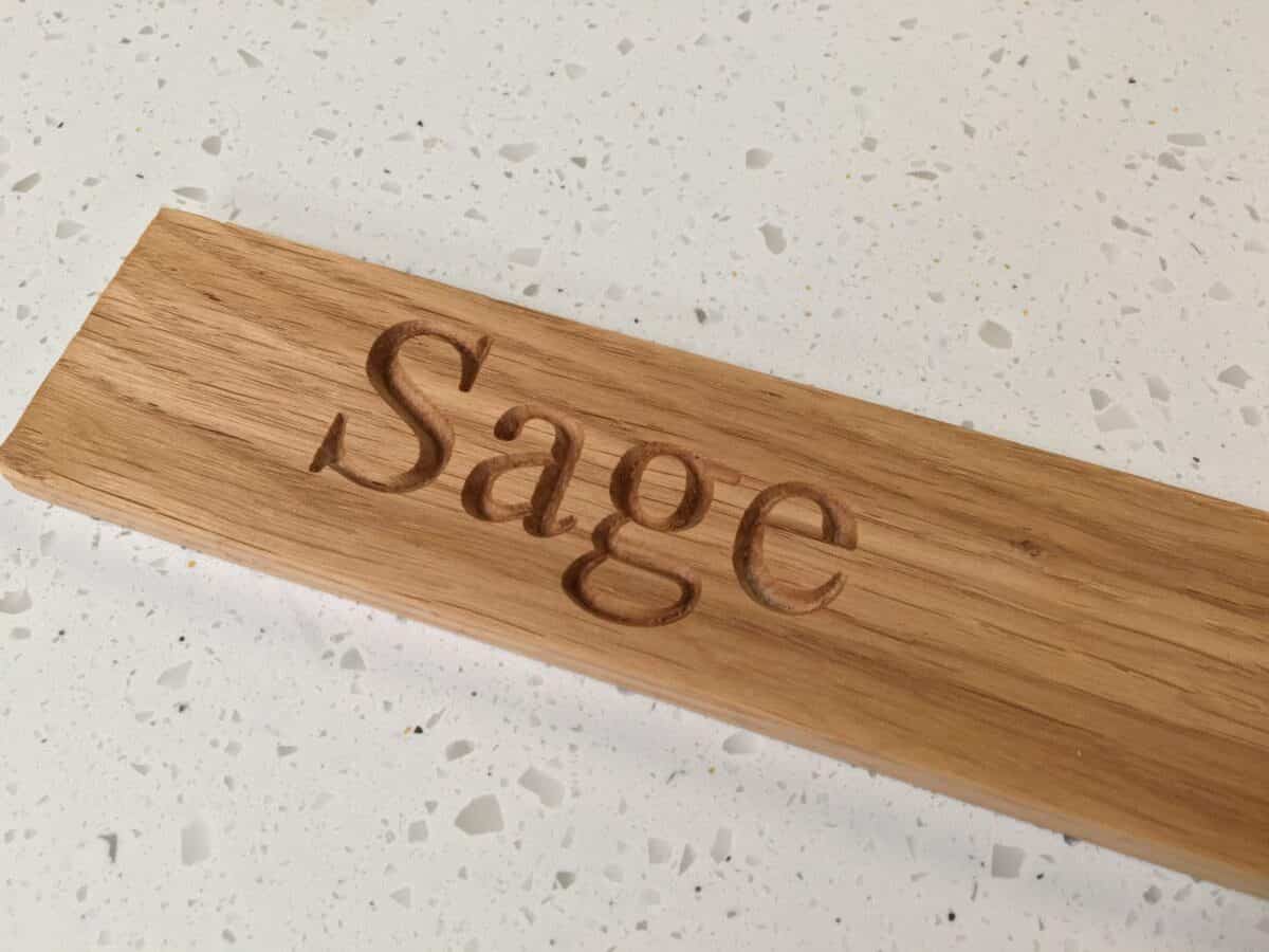 Solid Oak Herb Labels - Hartwood Timber