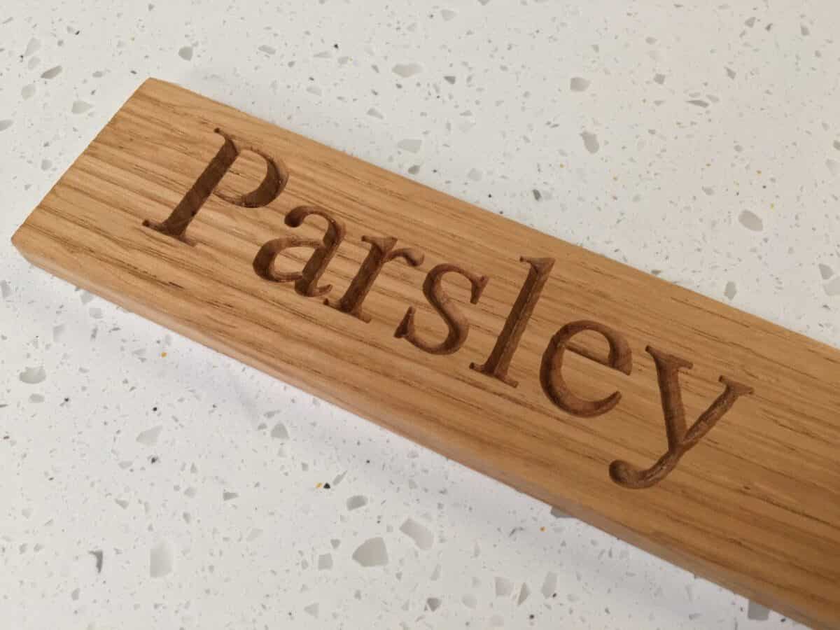 Solid Oak Herb Labels - Hartwood Timber